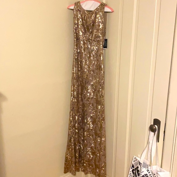 Jessica Simpson | Dresses | Jessica Simpson Gold Formal Gown With ...